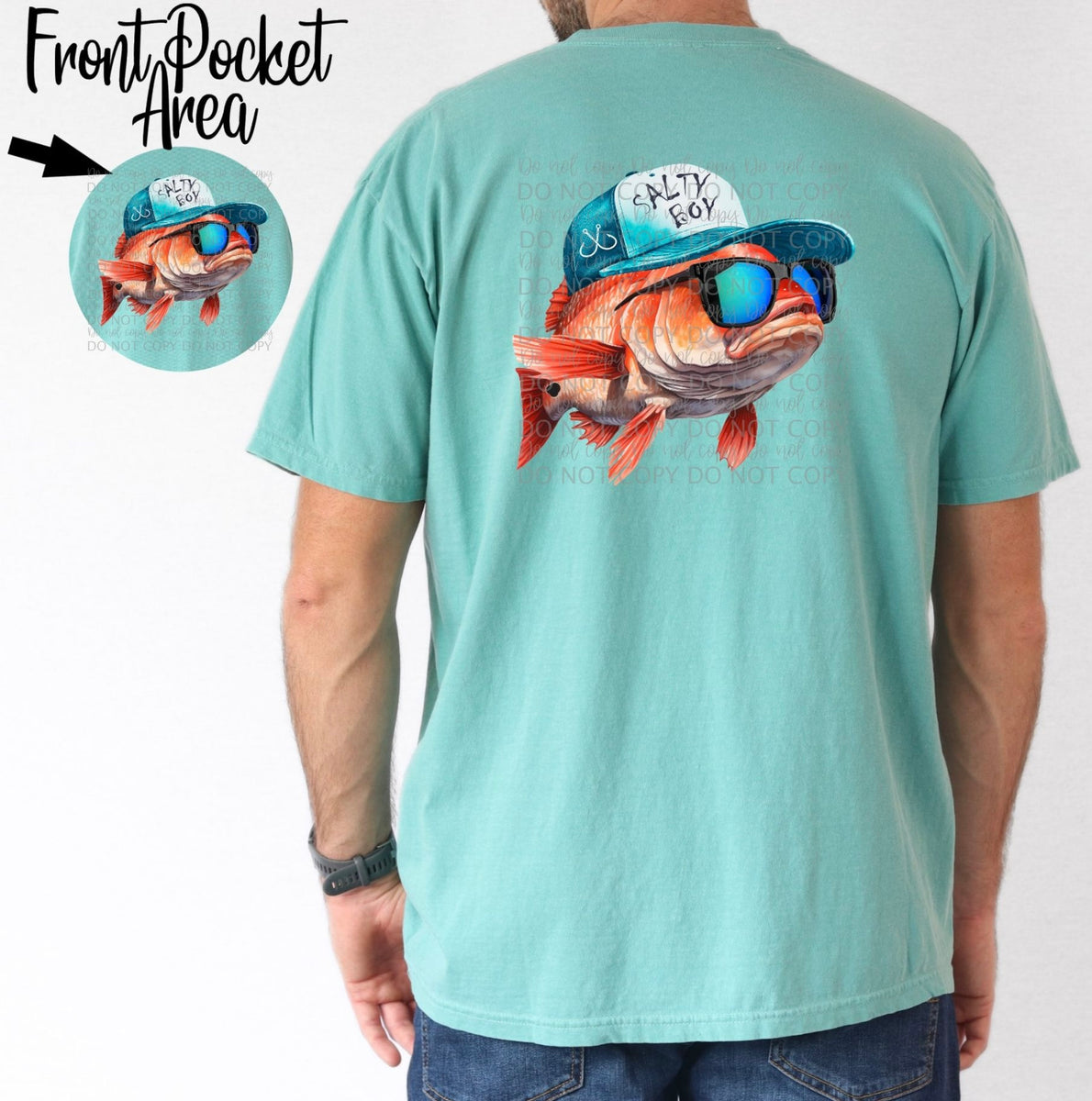 Red fish with salty boy hat FRONT/BACK-DTF TRANSFER – Owlrageous ...