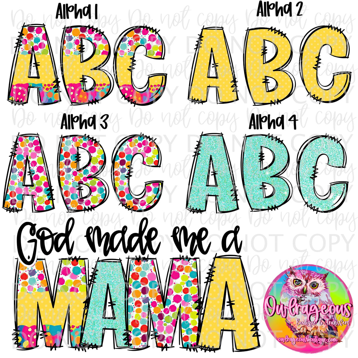 Preppy Polka Dot Alpha Group (includes 4 separate sets of Alphas ...